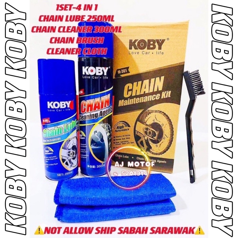KOBY CHAIN LUBE 250ML / CLEANER OIL 300ML BRUSH MINYAK OIL RANTAI ...