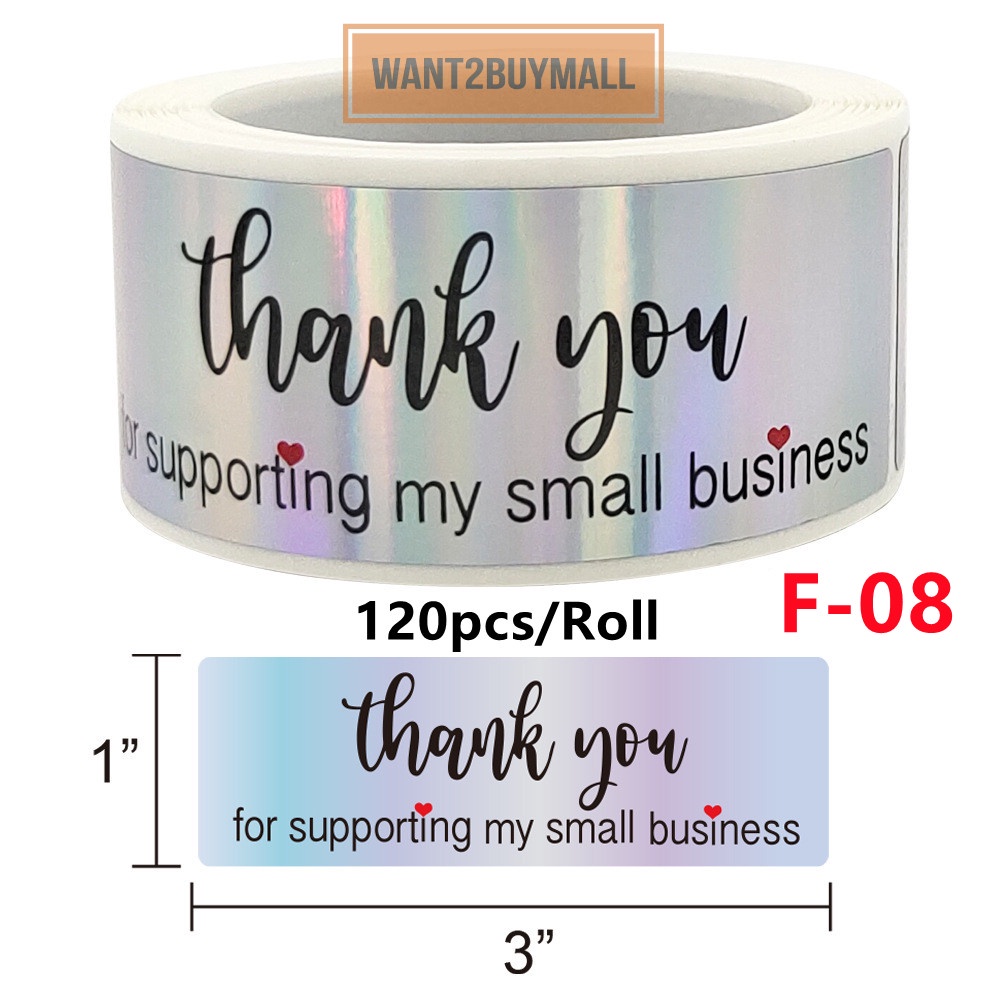 🇲🇾 7.5cm 120pcs Roll Kraft Paper Thank You Sticker Label TQ Stickers ...