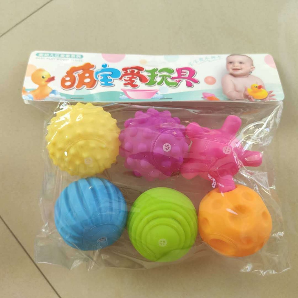 6pcs Baby Sensory Ball Toys Baby Ball Teether Soft Bell Rubber Early ...