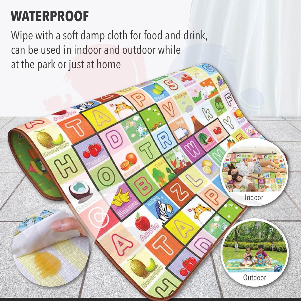 200x180x0.5CM Kids Play Tent Mat Cartoon Play Mat for Baby Fence ...