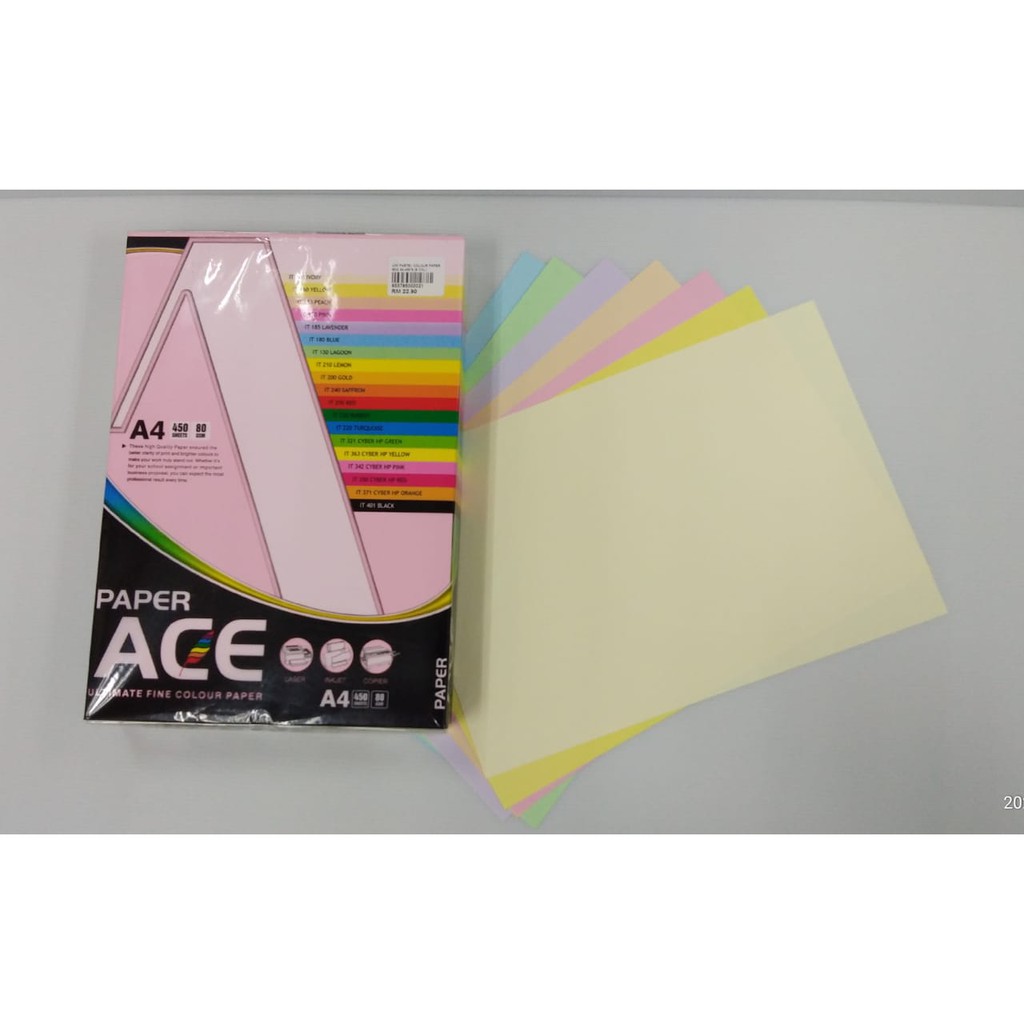 UNI PASTEL COLOUR PAPER 80GSM A4-450'S | Shopee Malaysia