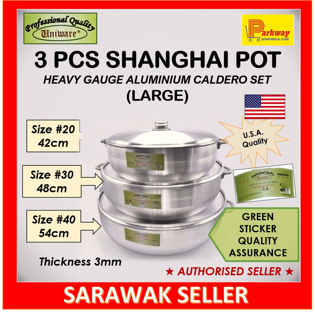 [EAST MSIA] 3 PCS LARGE 3.0MM UNIWARE HEAVY GAUGE CALDERO SET ...