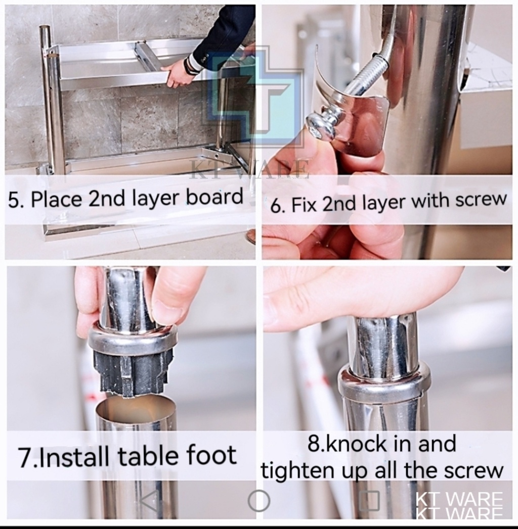 KT WARE 2 Tier Stainless Steel Kitchen Working Table Storage Rack Heavy ...