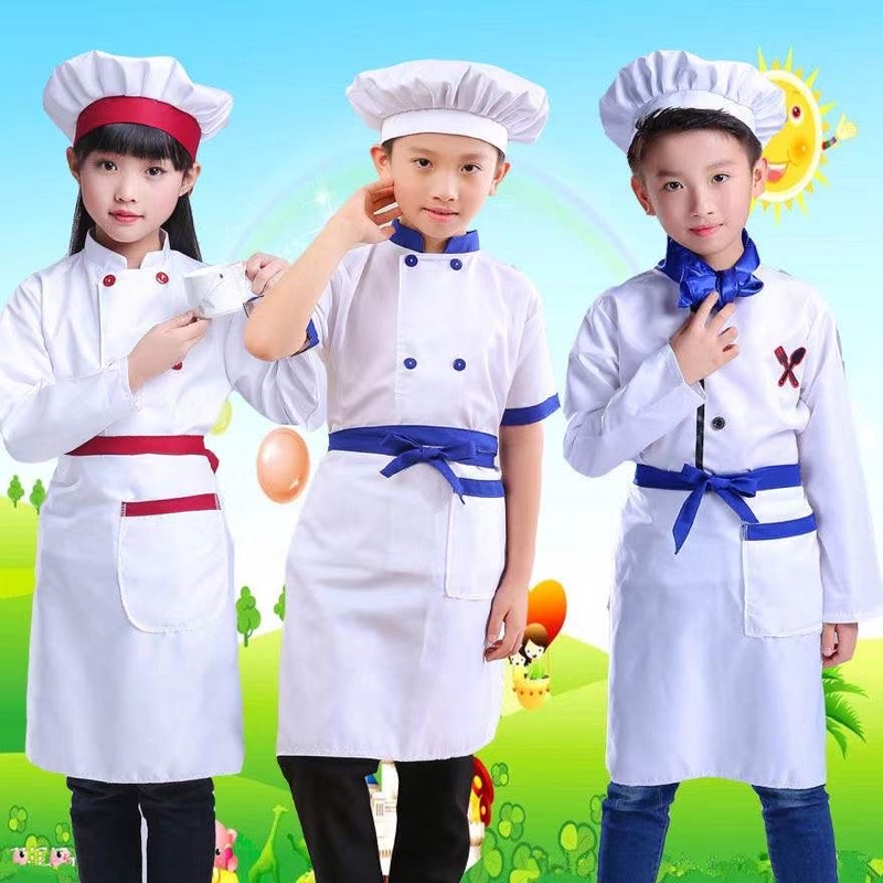 Baju Chef Budak Kids Chef Costume Kitchen Cosplay Kids Apron Apron ...
