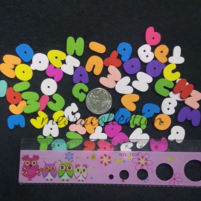 Alphabet wood cute colourful huruf kayu ABC abjad comel utk aktiviti ...