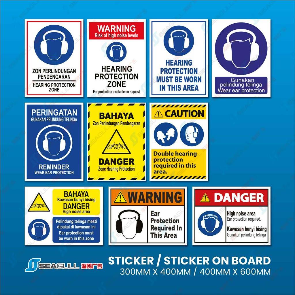 Hearing Protection Zone Zon Perlindungan Pendengaran Warning Sign ...