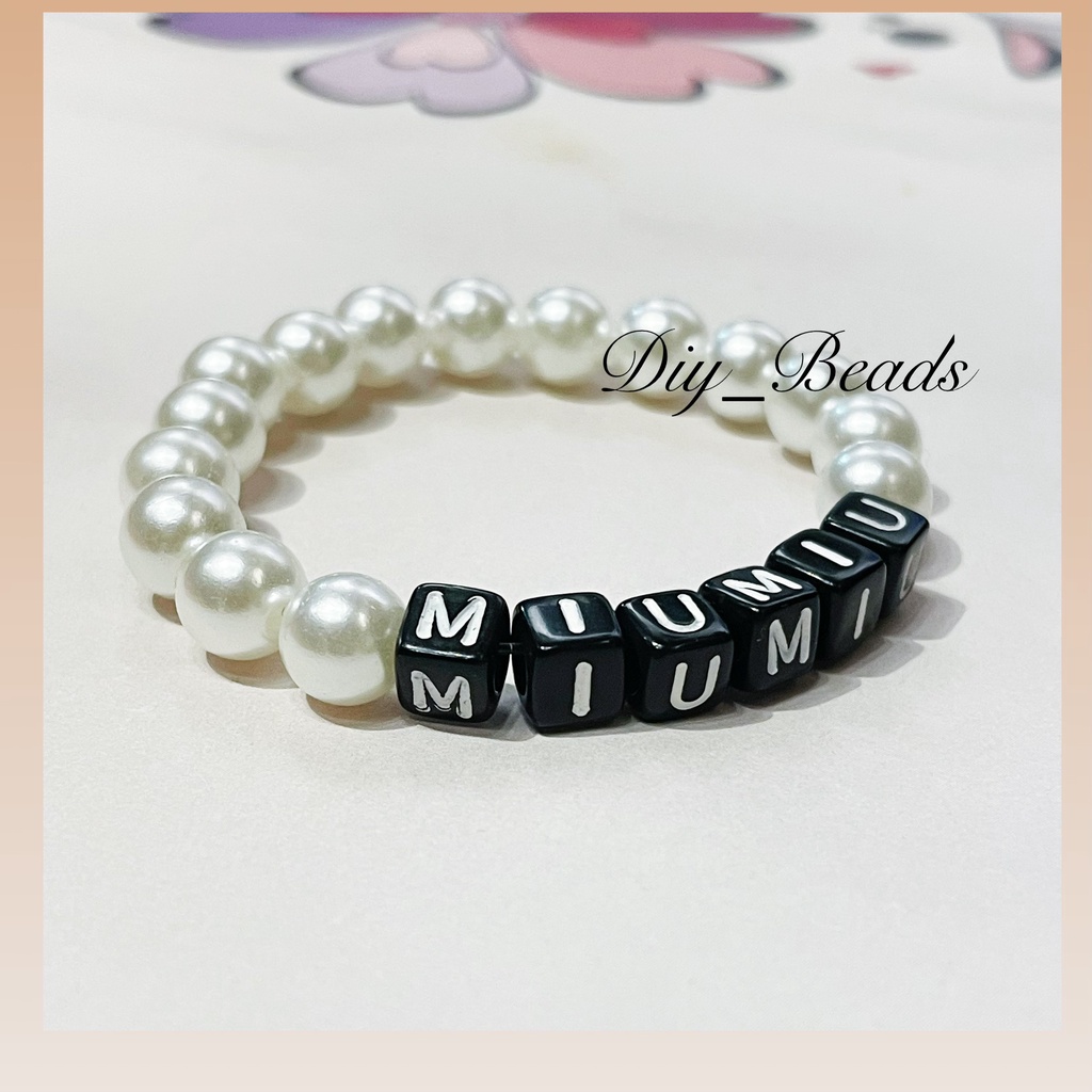 Custom Made Gelang Manik Putih With DIY Huruf Nama ( 6pcs ) | Shopee ...