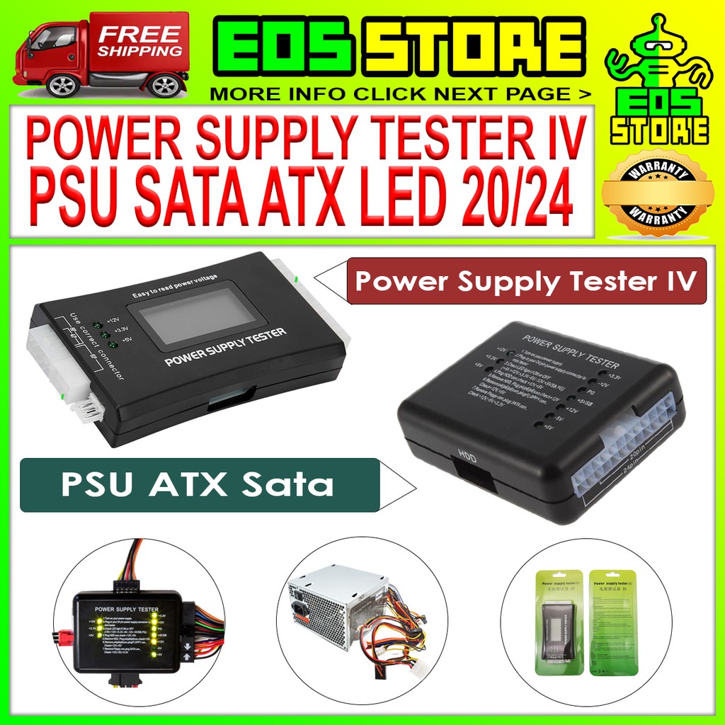 Power Supply Tester Digital LCD Computer LED 20/24 ATX SATA HD Tester ...