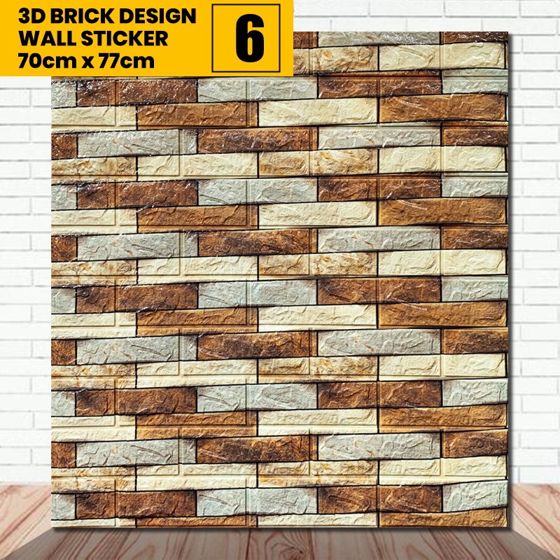 3D BRICK DESIGN WALL STICKER 70X77CM/KALIS AIR/3D PE FOAM/TILE WALL ...
