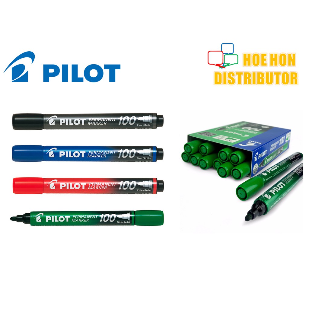 Pilot Disposable Permanent Marker Bullet 100 Black Blue Red Green ...