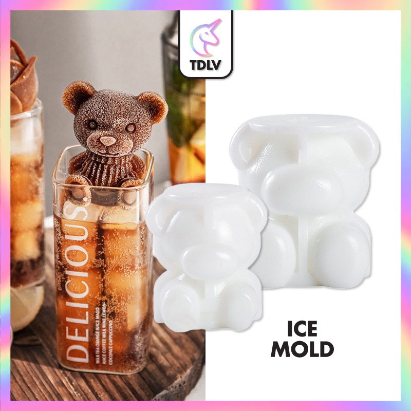 TDLV 3D Silicone Ice Cube Mold Ice Cream Silicone Abrasive Teddy Bear ...