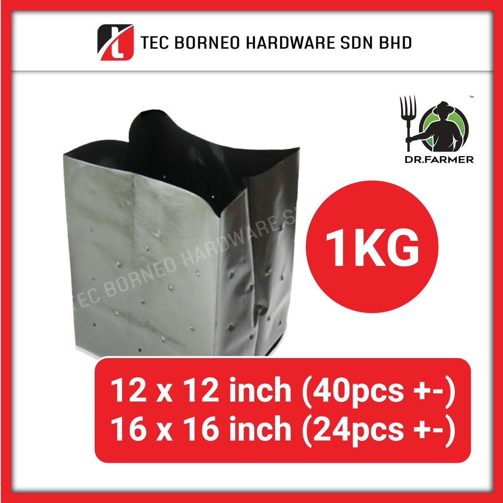 TEC [1 KG] Black Polybag UV Thick Fertigasi Polibag Hitam Nursery ...