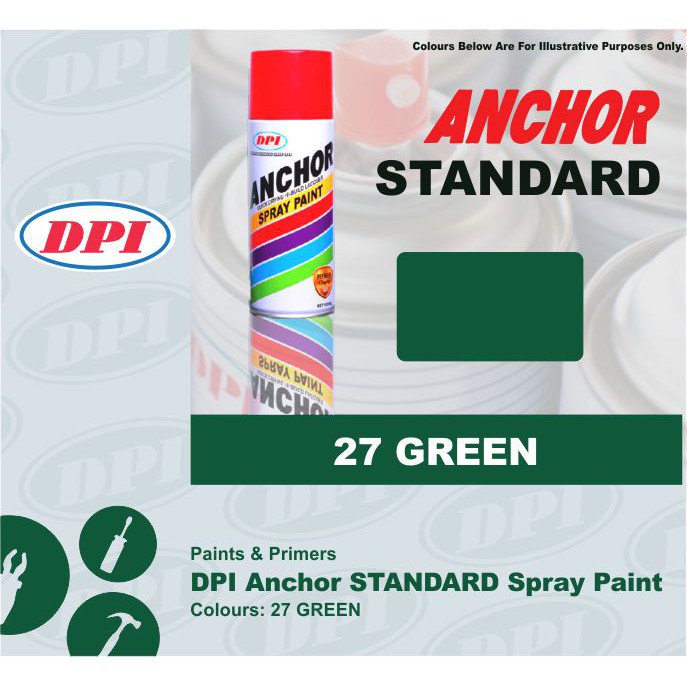 400 ML DPI STANDARD Anchor Spray Paint [ Colours: 27 GREEN ] | Shopee ...