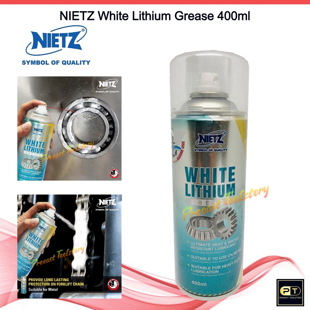 Nietz Aerosol Spray White Lithium Grease 400ml / MINYAK PELINCIR UNTUK ...