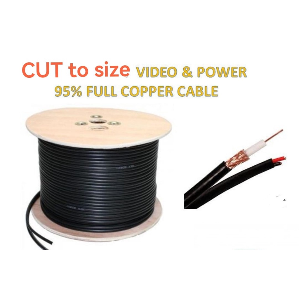 VE-LINK CCTV RG 59 + VDE 95% FULL COPPER 1M Coaxial rg59 with 2 core dc ...