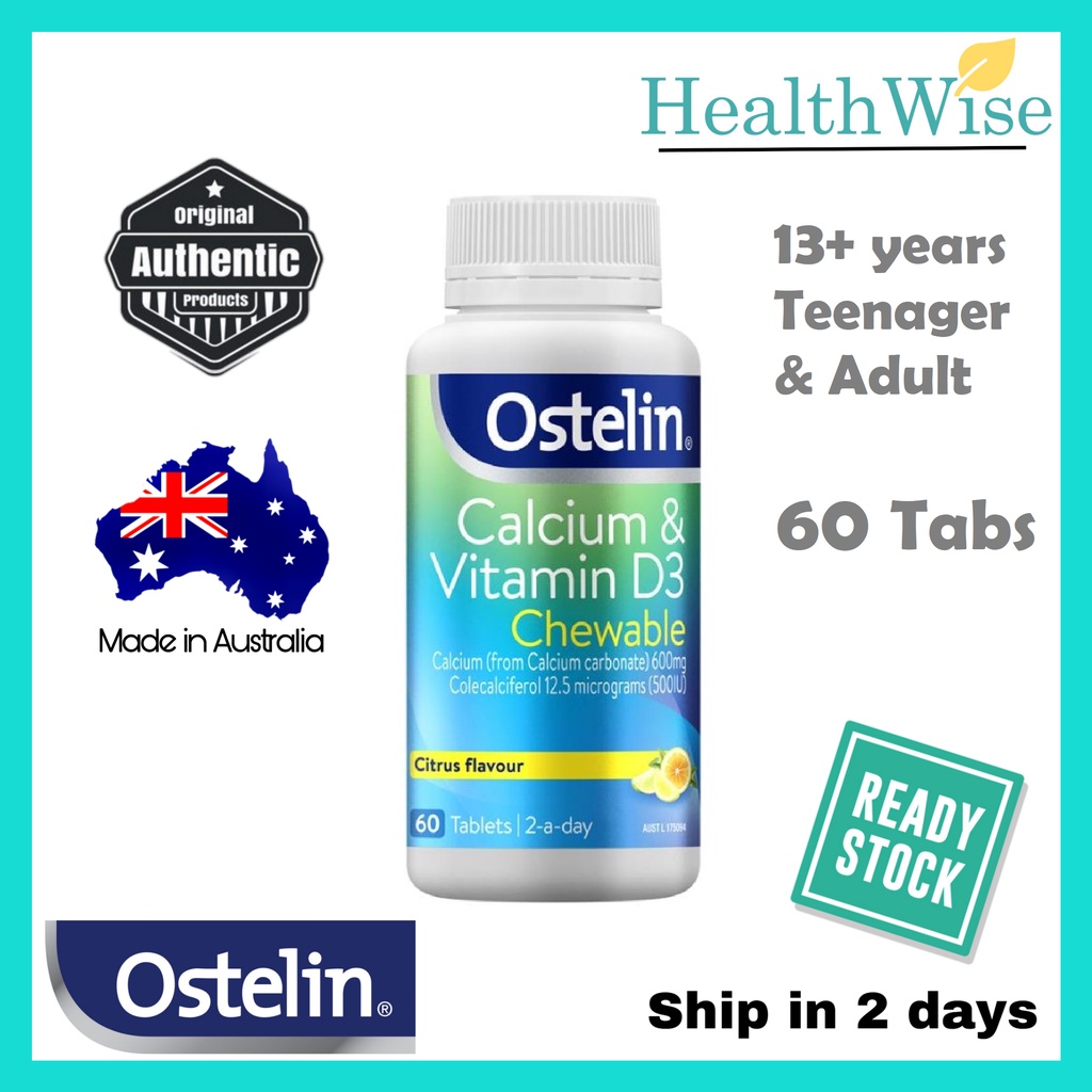 [AUSTRALIA] OSTELIN Calcium & Vitamin D3 Chewable 60tablets, calcium ...