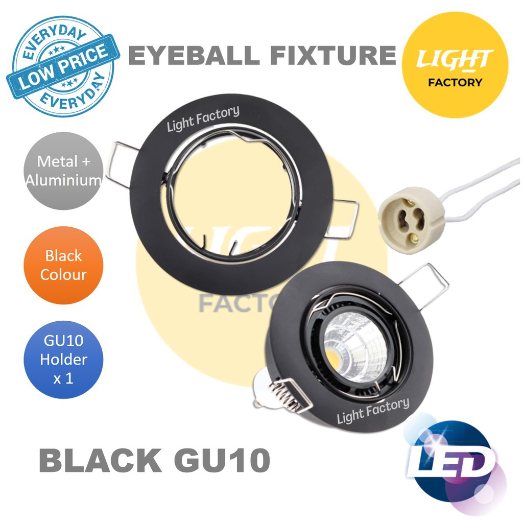 LED Eyeball Fitting Casing Black/White Downlight Casing Housing Light ...