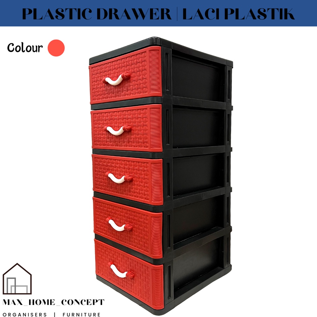 TERMURAH | 5 TIER PLASTIC DRAWER | LACI PLASTIK | MULTIPURPOSE PLASTIC ...