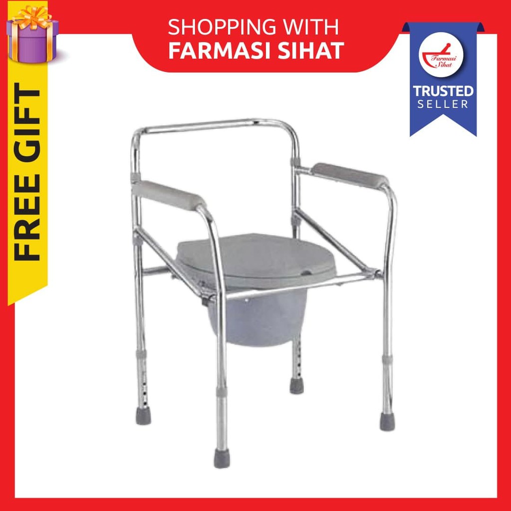 Commode Chair Without Wheel Adjustable Height Foldable Toilet Chair ...