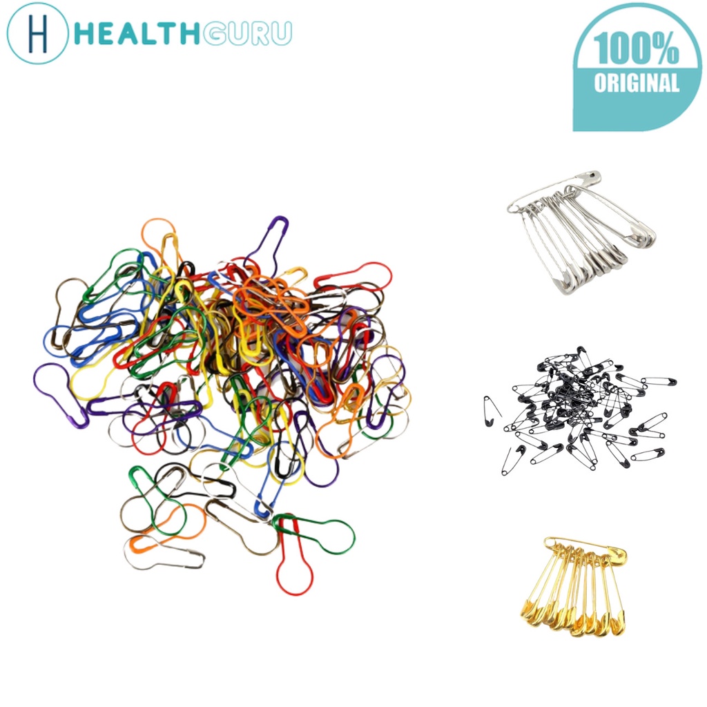 HealthGuru 100pcs 50pcs Pear Shape Safety Pin With Container Tag Pins ...