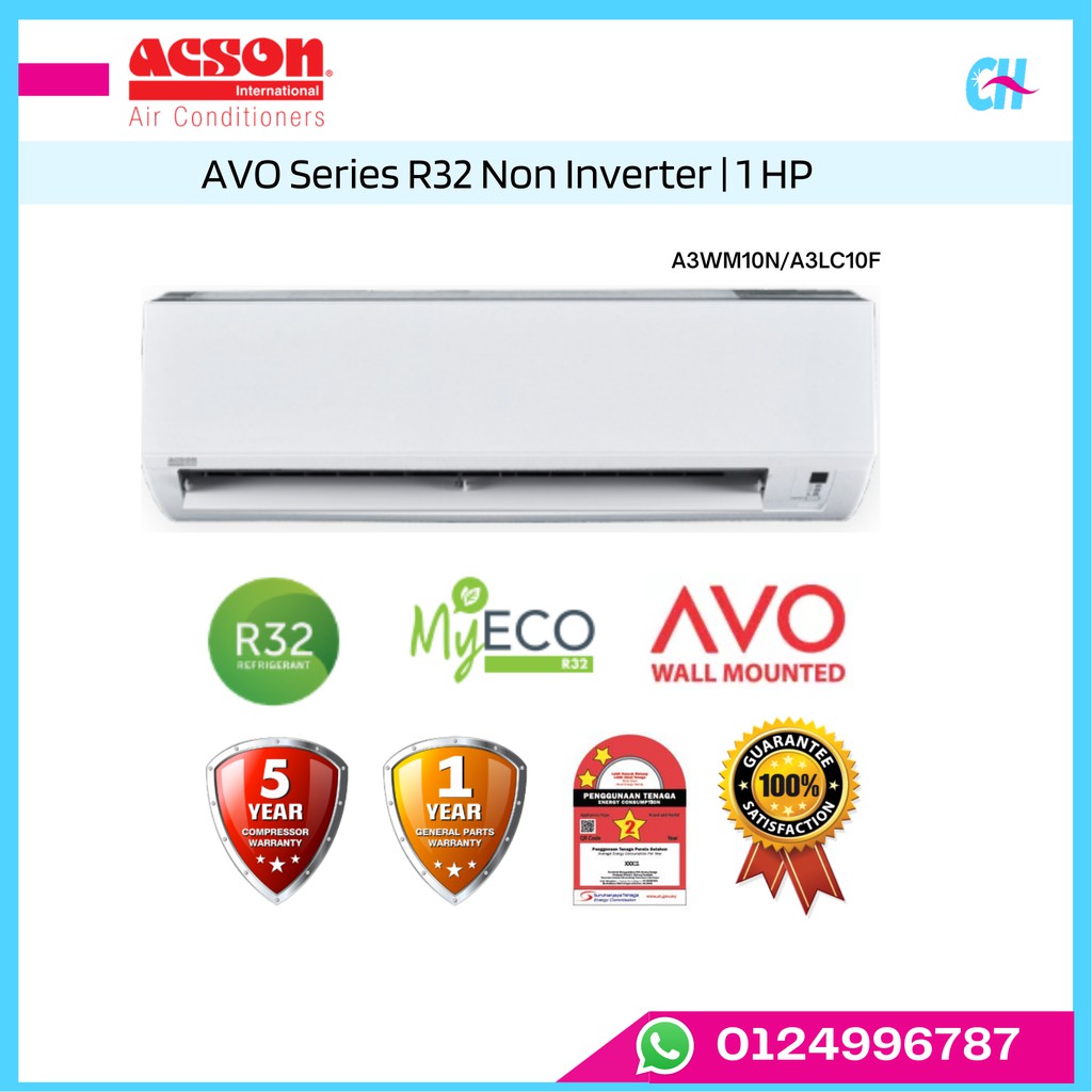 Acson 1.0HP AVO Series R32 Non Inverter Air Conditioner | (A3WM10N ...