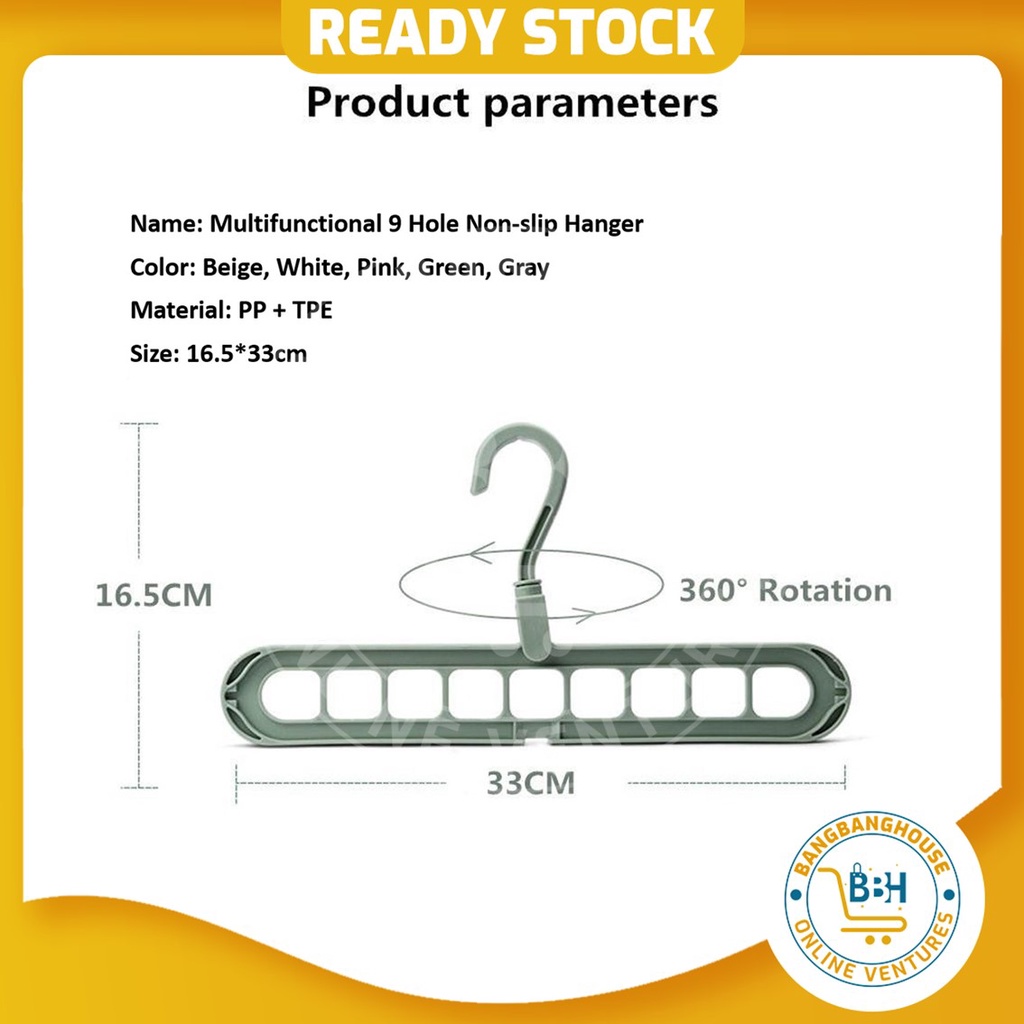 Magic Clothes Hanger Multi-function Clothes Hanger 9 hole Rotating ...