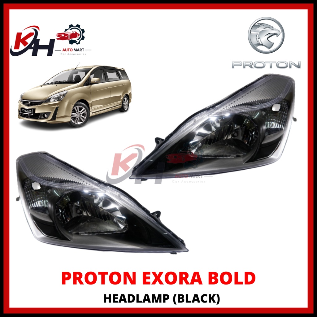 (TAIWAN) PROTON EXORA BOLD HEAD LAMP (BLACK) HITAM SMOKE LIGHT LAMPU ...