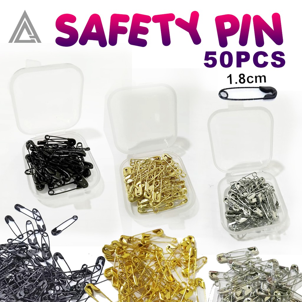 50 PCS BLACK,SILVER AND GOLD SAFETY PIN FOR HIJAB DAN TUDUNG READY ...