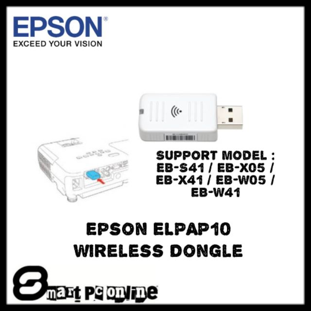 EPSON ELPAP10 WIRELESS (WIFI) USB DONGLE FOR EPSON EB-S41 / X41 / X05 ...
