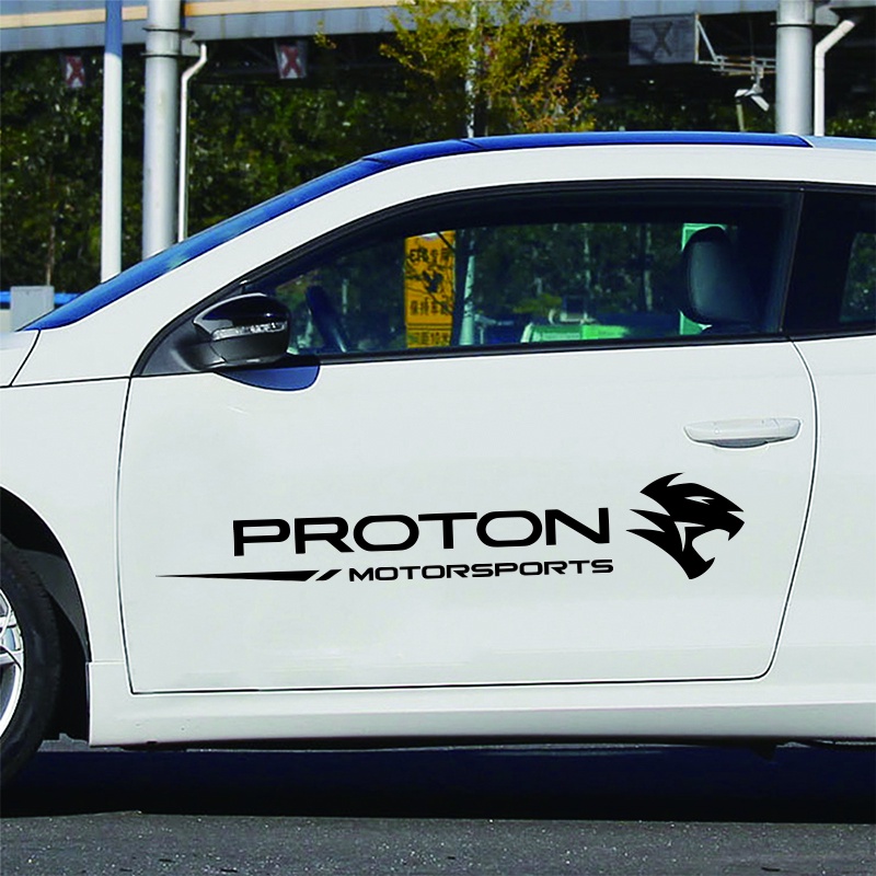 2PCS Proton Motorsport Car Sticker For Cerming Depan Pintu Body ...
