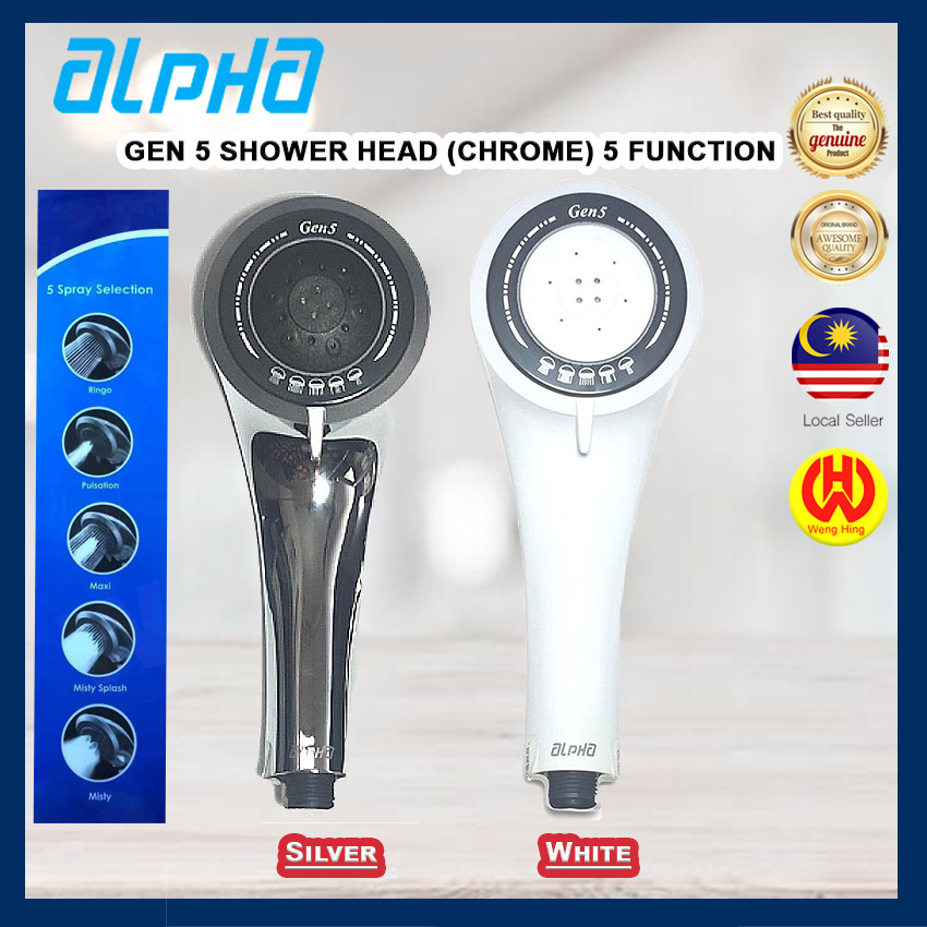 ALPHA Shower Head HAND SHOWER GEN 5 ORIGINAL Silver / White | Shopee ...
