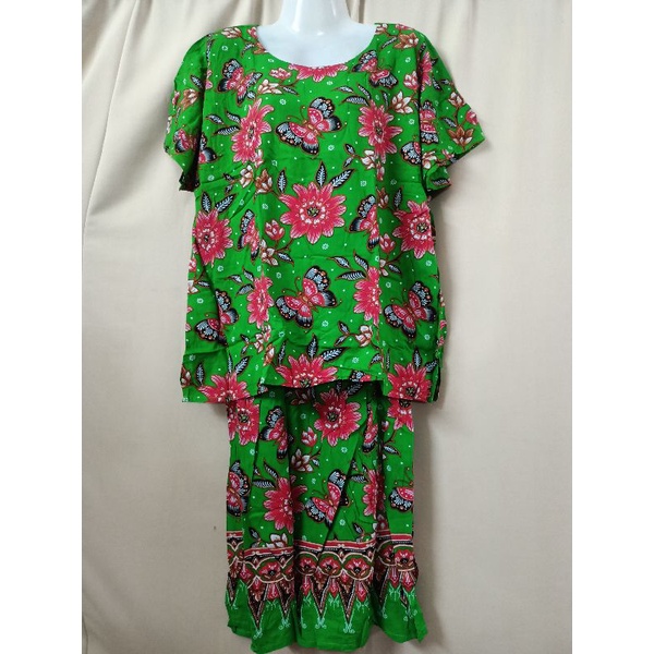 BSET (Size 2XL) (Pasang/Set) (Bunga) Baju Tidur Batik/Baju Batik ...