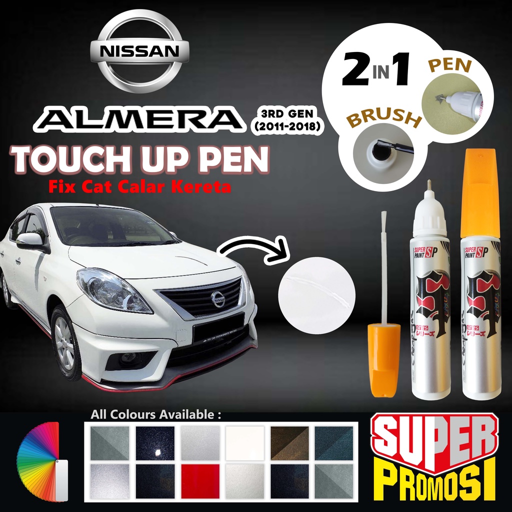 NISSAN ALMERA GEN 3 Touch Up Pen 2in1 Pen & Brush DIY Scratch Repair ...