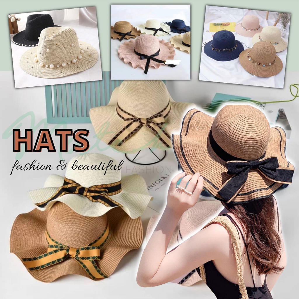 Woman Summer Hats Vintage Ribbon Korea Brimmed Grass Straw Hat Lady ...