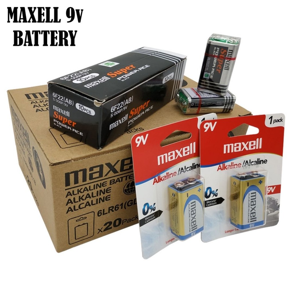 Maxell Super Power Ace 9V Battery [1Box-10Pcs]/Maxell Alkaline 9V ...