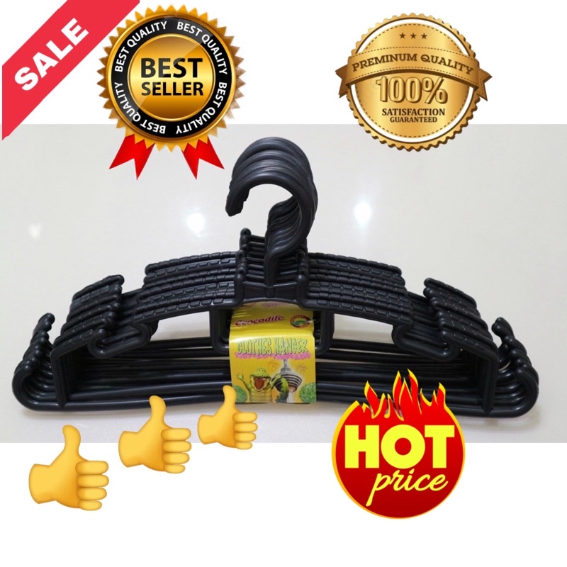 10pcs Simple Black Durable Clothes Hanger Hang Clothes ( Ee Lee Hang ...