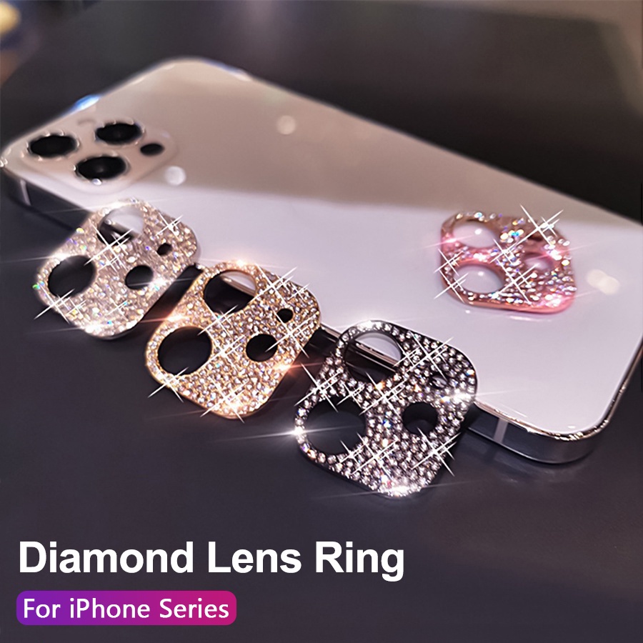 For iPhone 11 12 13 14 15 16 Pro Max Diamond Camera Lens Protector Ring ...