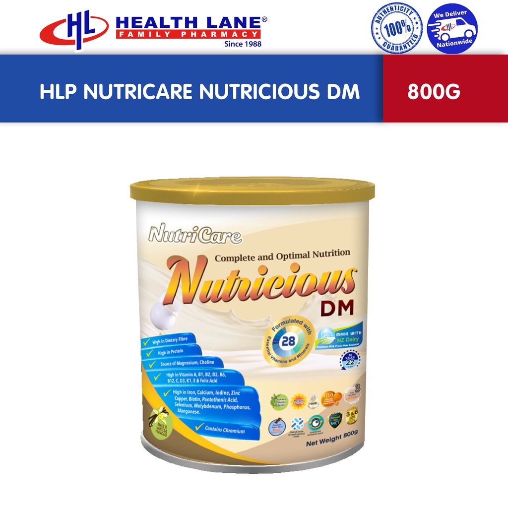 HLP Nutricare Nutricious DM Milk Powder (800g) - DIABETIC MILK, BLOOD SUGAR LEVEL CONTROL ...