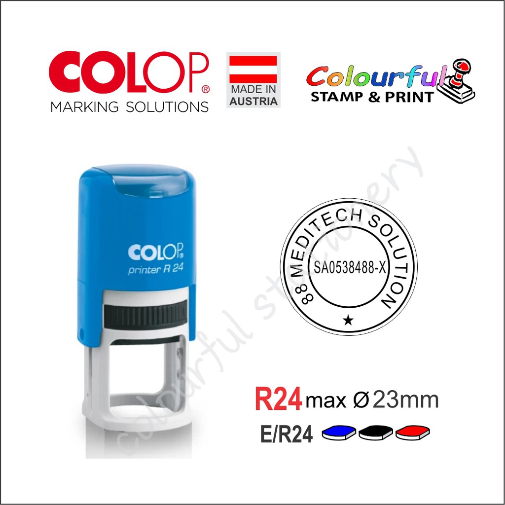 COLOP New Round Self-Inking Rubber Stamp R12,R17,R24,R30. 100% Original.(Hospital, Office ...