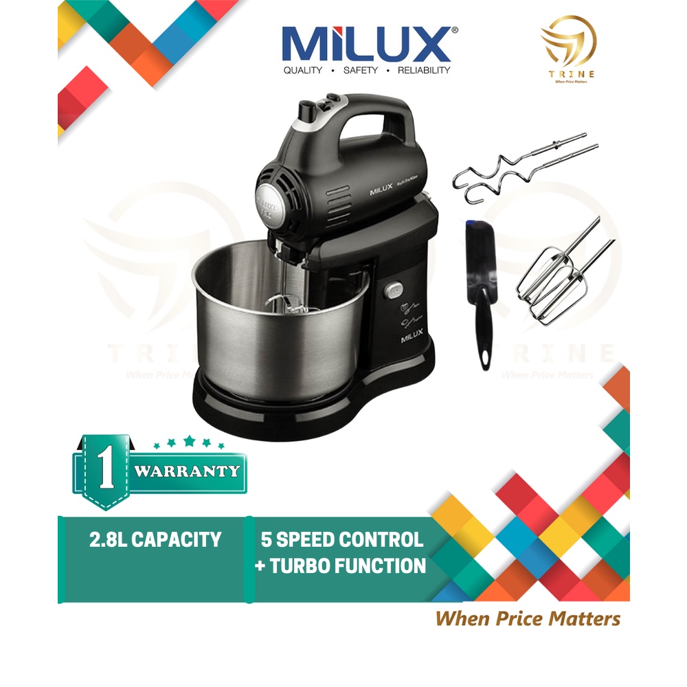 MILUX 2-IN-1 STAND & HAND MIXER MSM-9512 / 5-SPEED CONTROL / MIXER ...
