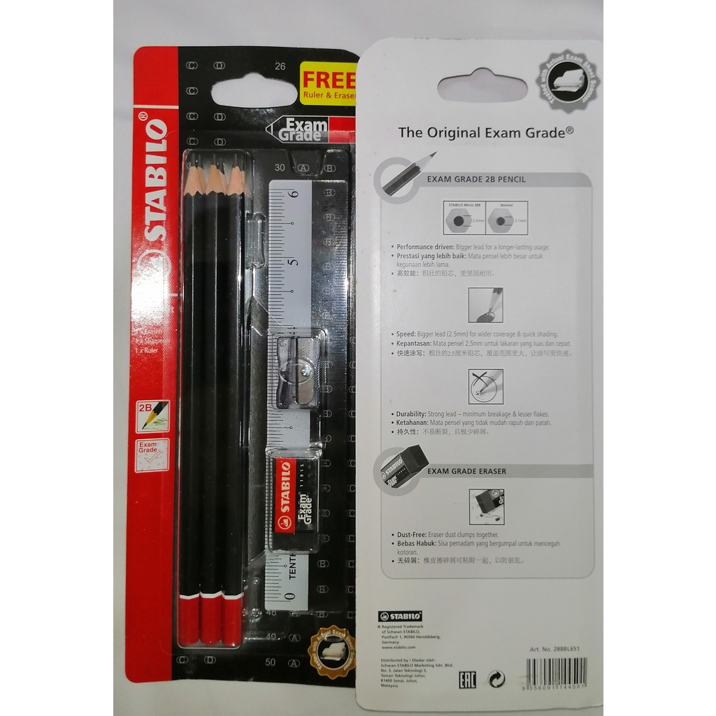 Stabilo Pencil Set 铅笔套装（pencil,eraser,ruler,sharpener) | Shopee Malaysia