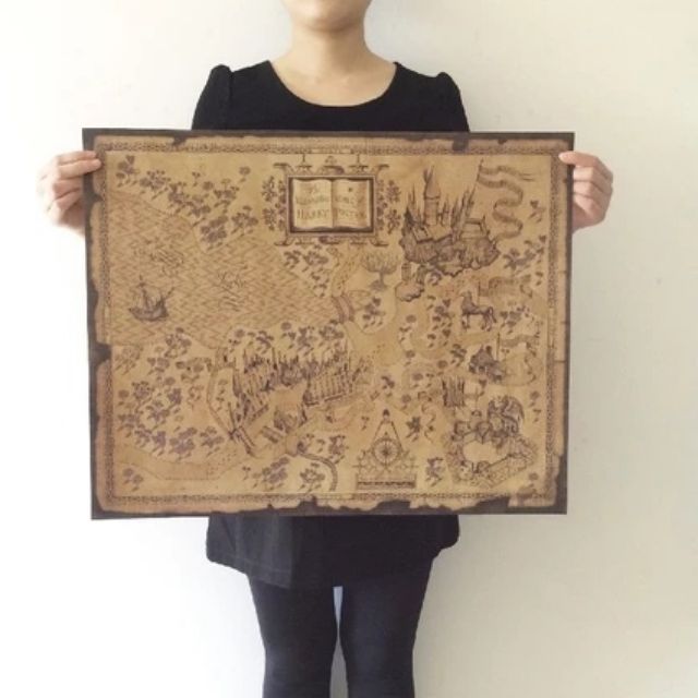 Wizarding World Of Harry Potter Marauders Map Poster Vintage Paper Wall ...