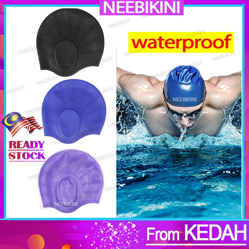 A25 Waterproof swimming cap swim cap water resistant topi renang kalis ...