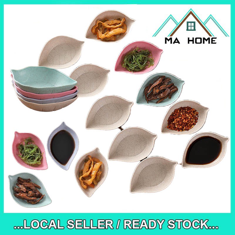 MA Home Colourful Leaf-Shaped Plate Dining Sauce Dish Small Leaf Plates ...