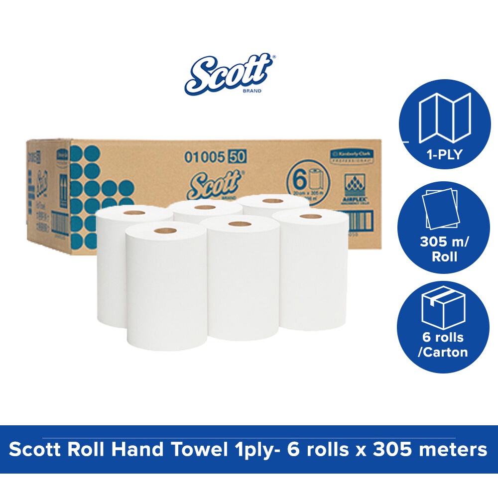 Scott Airflex Hand Roll Towel Tissue Paper 01005 1ply, 305meters (CLEAR ...