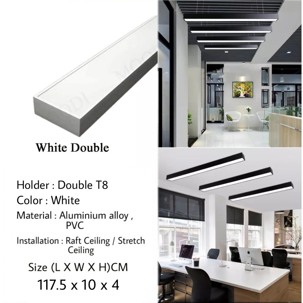 LED T8 Linear Light 4FT Casing Tube Fitting Ceiling Wall Lighting Black White Single Double ...