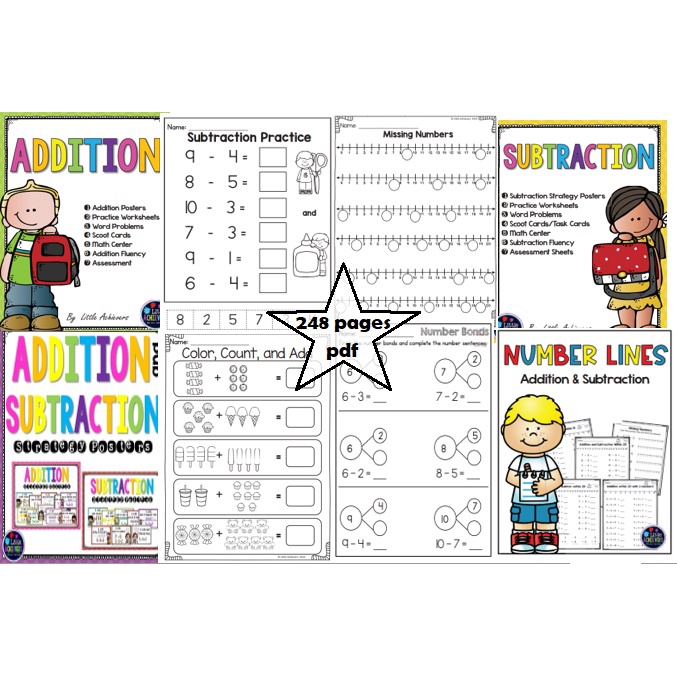 300- Mathematics Addition and Subtraction Poster & Kids Activity ...