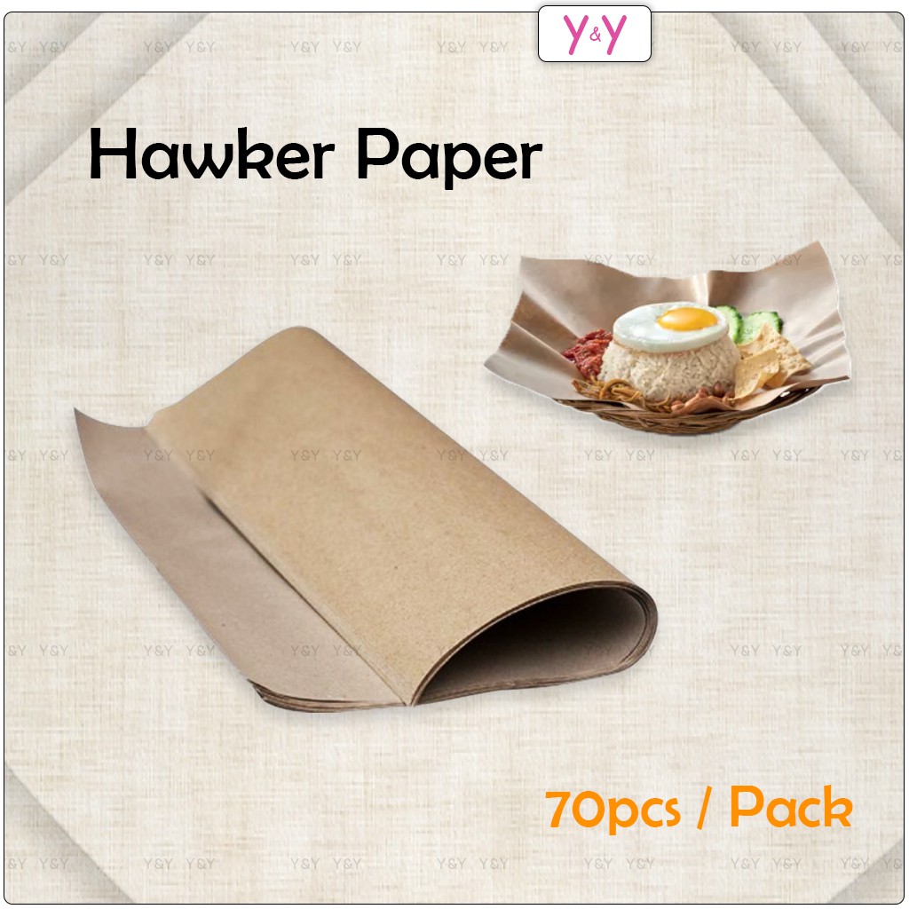 70pcs Brown Hawker Paper / Food Packaging Kraft Paper / Food Wrapping ...