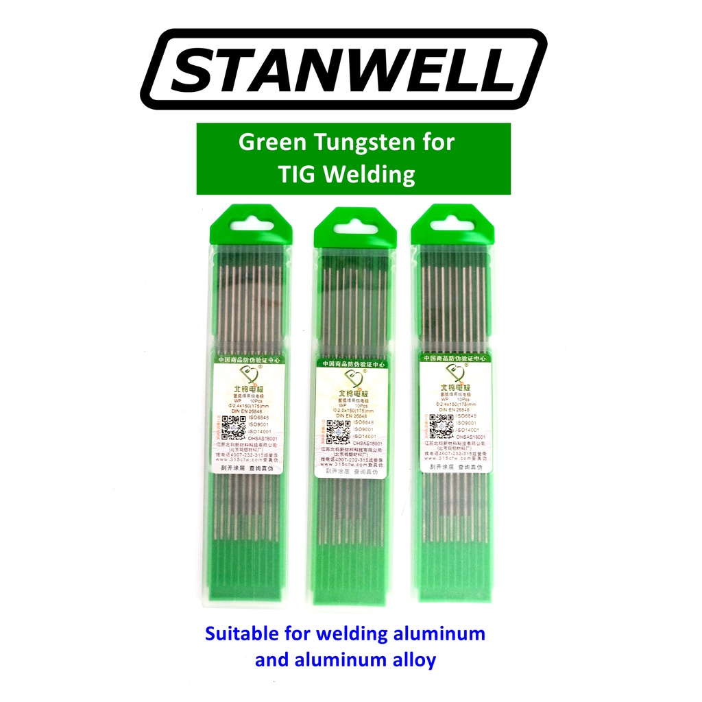 Green and Grey Tungsten Electrode for TIG welding (Pack of 10pcs 150mm ...