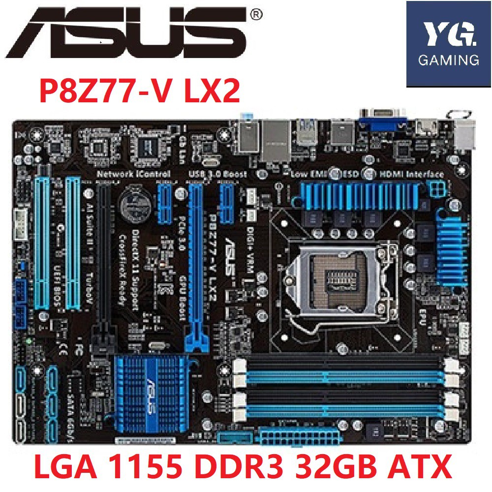 Original motherboard for Asus P8Z77-V LX2 DDR3 LGA 1155 32GB for I3 I5 I7 CPU Z77 Desktop ...